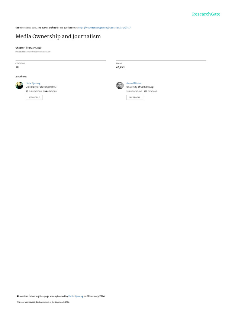 Media Ownership and Journalism | PDF