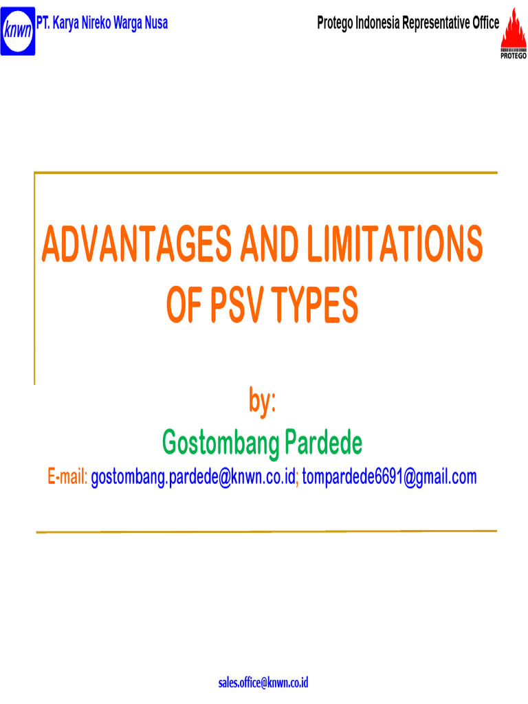 Advantages and Limitations of PSV Types | PDF