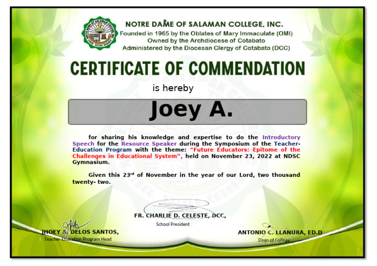 Demo Teacher Certificate | PDF