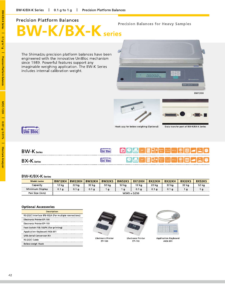 Shimadzu Platform Balance Precision Balances For Heavy Samples | PDF