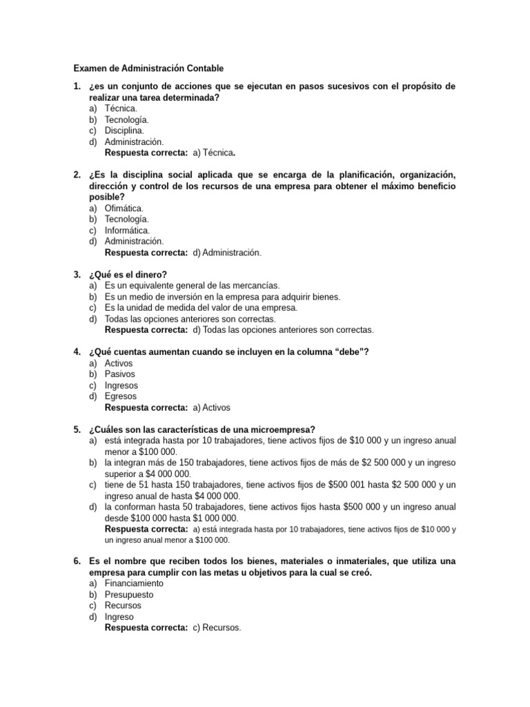 Examen de 80 Preguntas de Administracion Contable | PDF