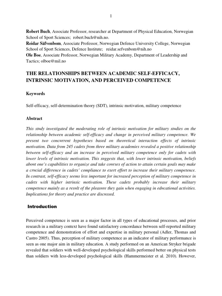 The Relationships Between Academic Self-Efficacy, Intrinsic Motivation, and Perceived Competence ...