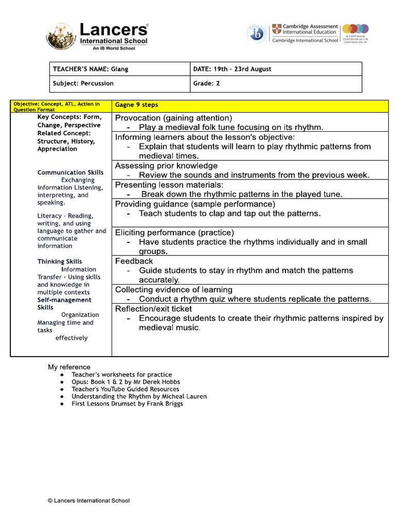 Gagne 9 Steps Lesson Plan 3 | PDF