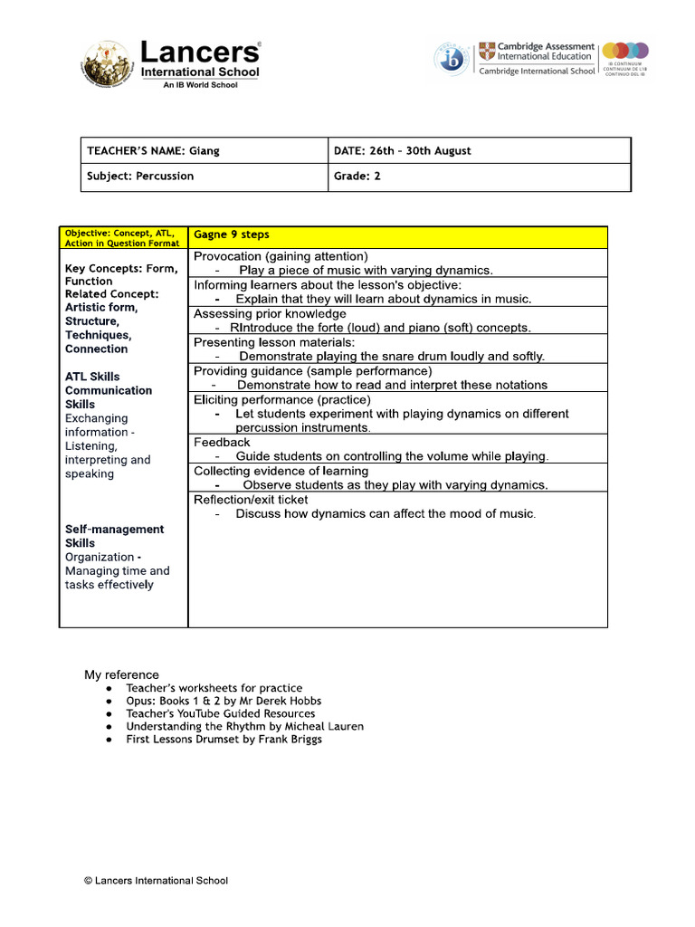 Gagne 9 Steps Lesson Plan | PDF