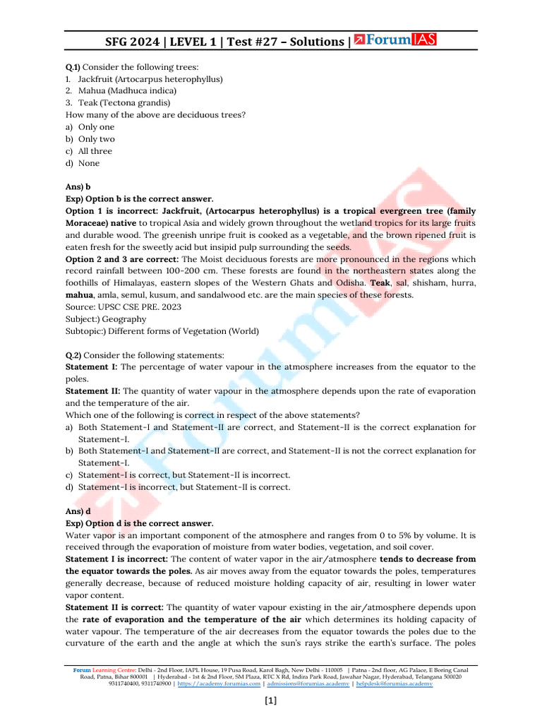 SFG 2024 Level 1 Test 27 Solutions Eng | PDF