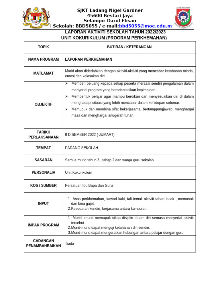 Laporan Perkhemahan | PDF