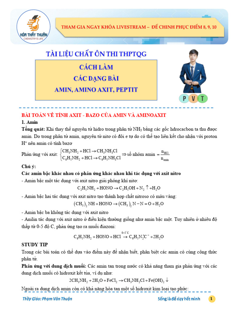 Cách Làm Các D NG Bài Amin, Amino Axit, Peptit | PDF
