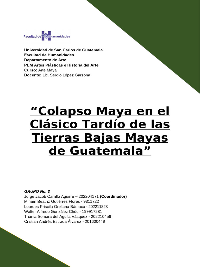 GRUPO No. 3 - BORRADOR-COLAPSO MAYA - ARTE MAYA | PDF | Civilización ...