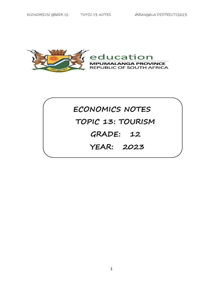 Topic 13 Tourism | PDF | Tourism | Taxes