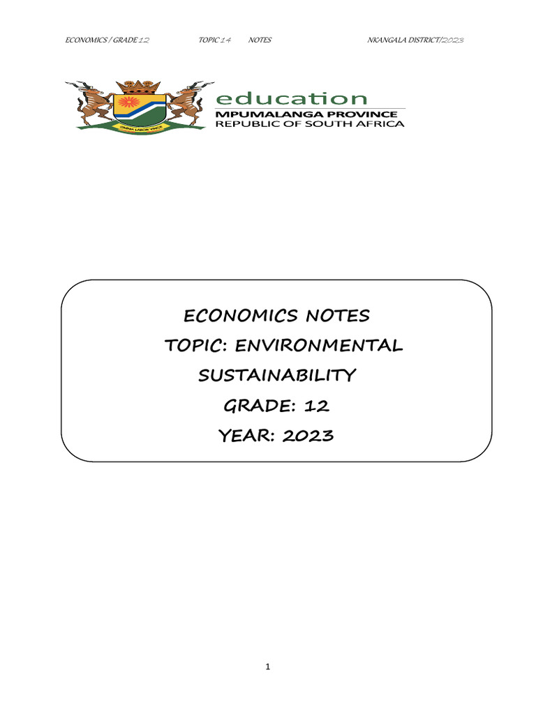 Topic 14 Environment Notes | PDF