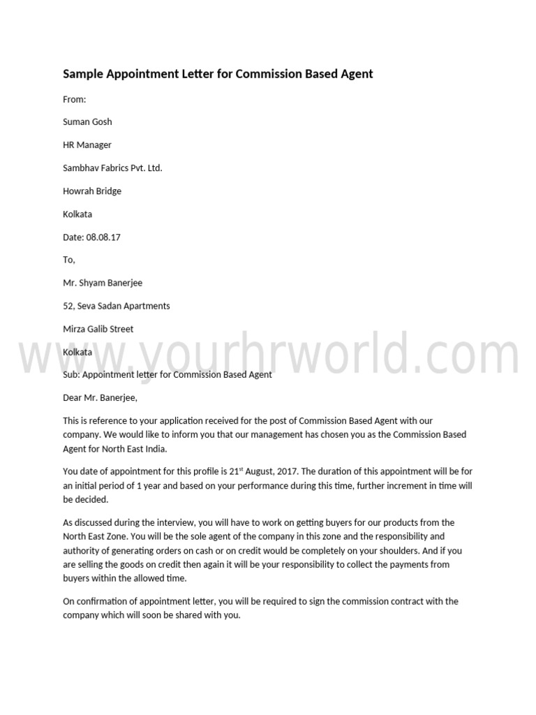 Commission-Based-Agents-Appointment-Letter (1) | PDF