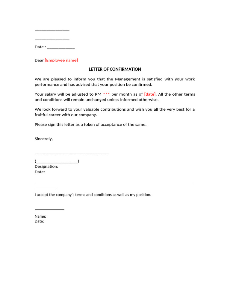 Probation Confirmation Letter | PDF