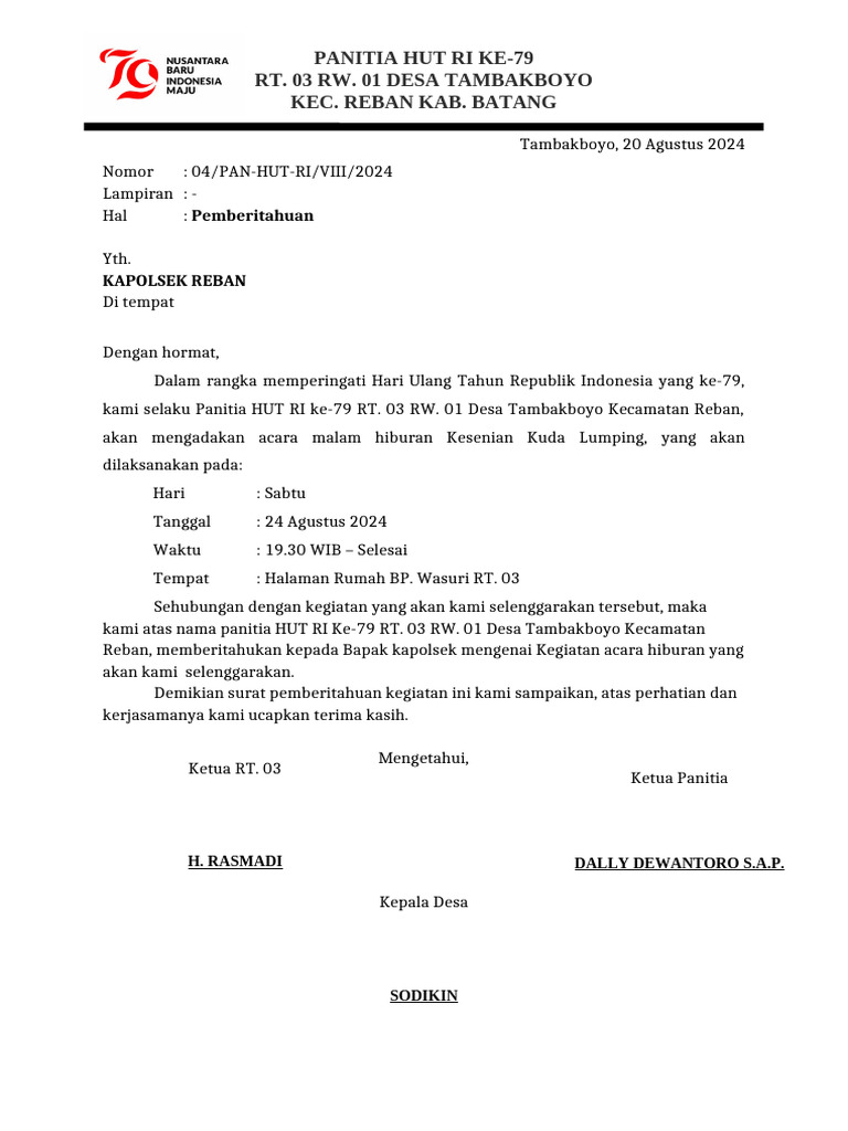 Surat Pemberitahuan Kapolsek-1 | PDF