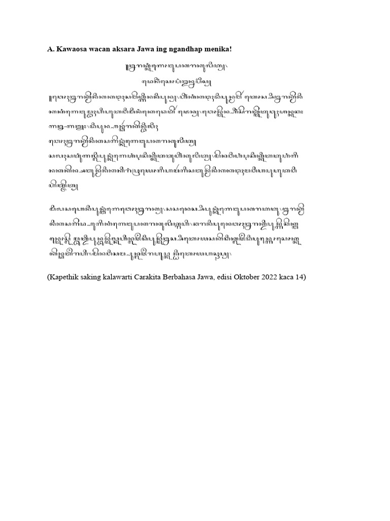 Wacan Aksara Jawa | PDF