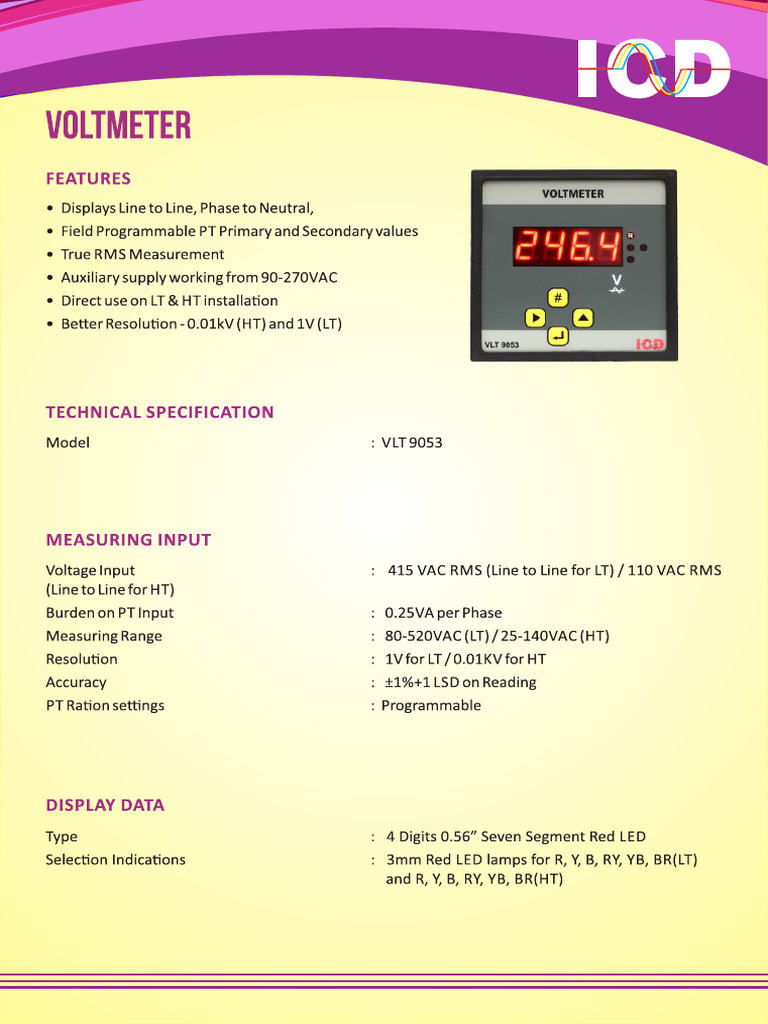 Product Brochure Basic Panel Meter Voltmeter Ammeter VAFmeter | PDF