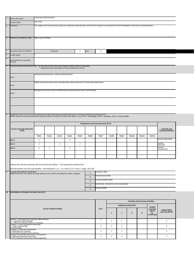 Corporate Administration | PDF