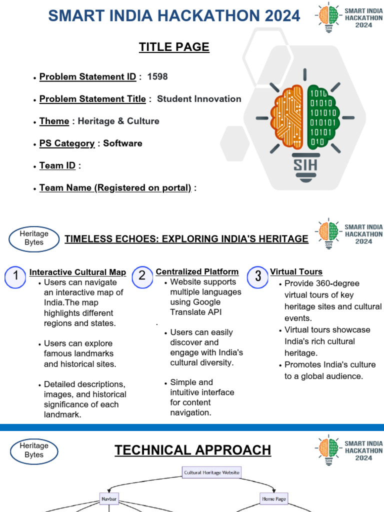 Smart India Hackathon 2024: Heritage Bytes | PDF | Virtual Reality | Art