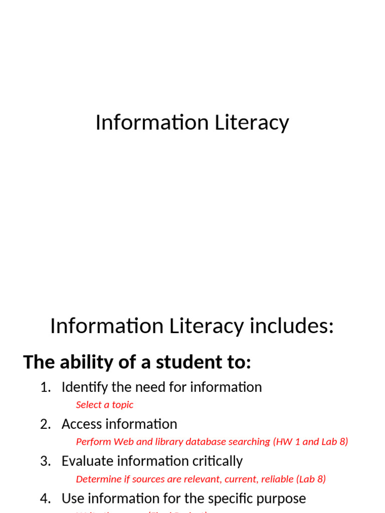 Information Literacy | PDF