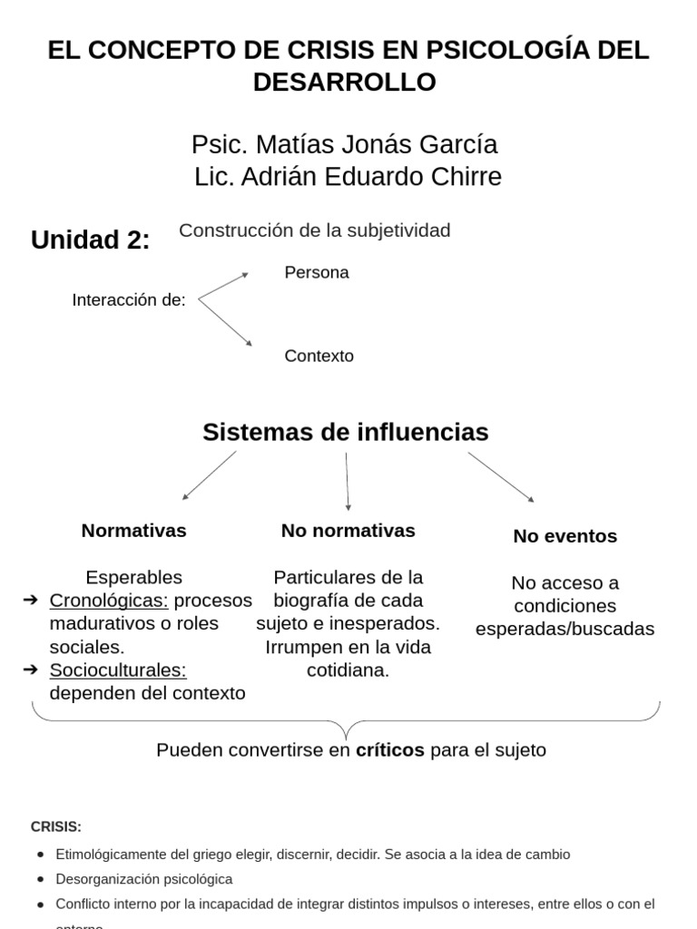 El Concepto de Crisis en Psicología Del Desarrollo Psic. Matías Jonás García Lic. Adrián Eduardo ...