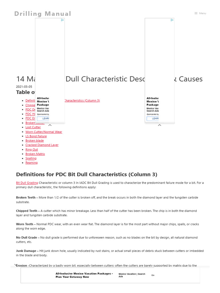 14 Major PDC Dull Characteristic Description & Causes - Drilling Manual ... 14 Major PDC Dull Characteristic Description & Causes - Drilling Manual ...