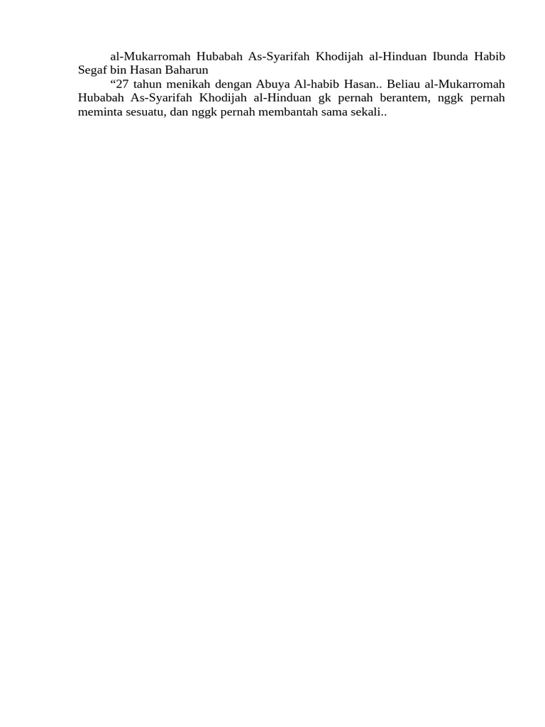 Hubabah Khadijah | PDF