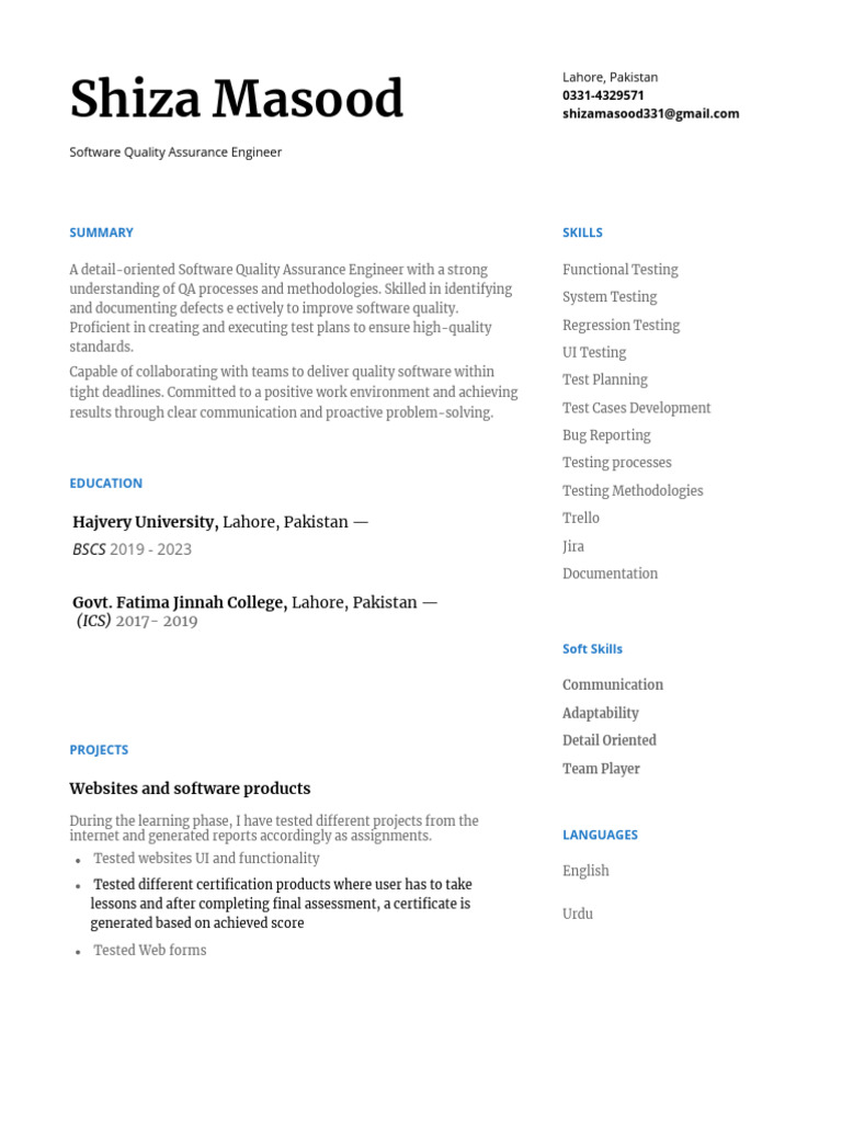 SQA Resume | PDF