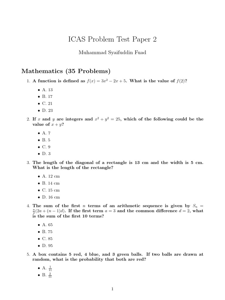 Icas Paper Test 2 | PDF