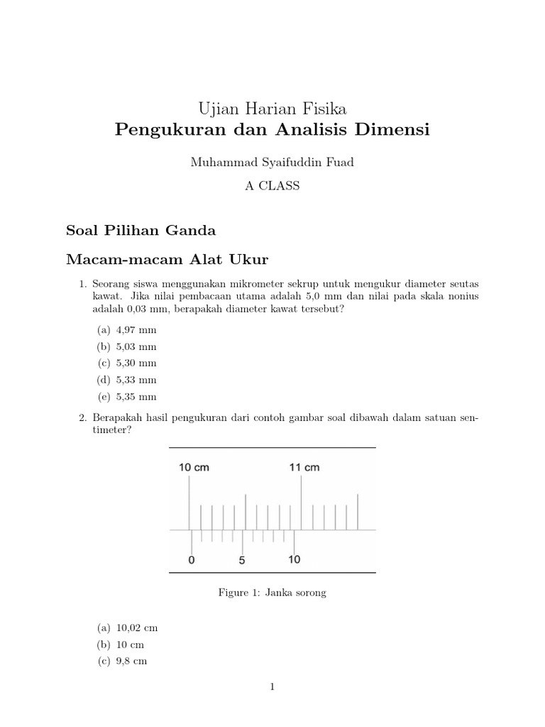 Soal Pengukuran Dan Analisis Dimensi | PDF