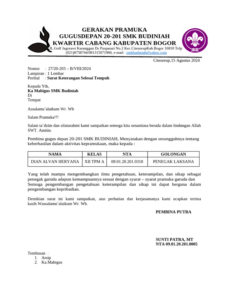 SK Selesai Tempuh STM | PDF