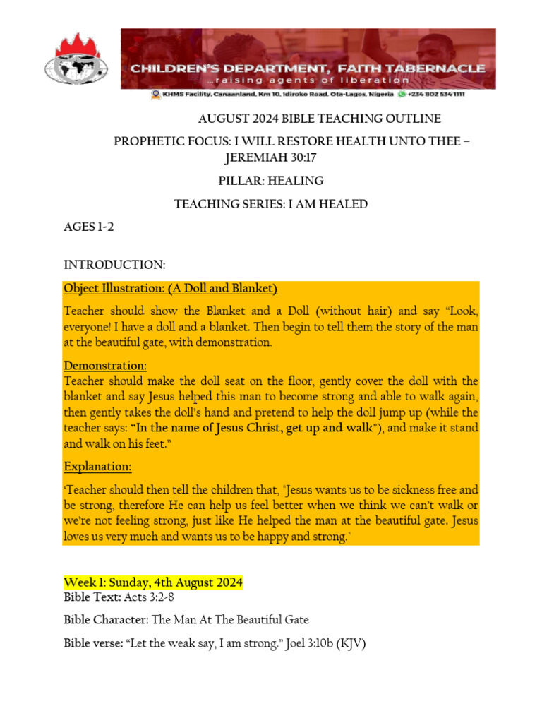 Request For WOFBI Teaching Outline | PDF | Jesus | Self-Improvement