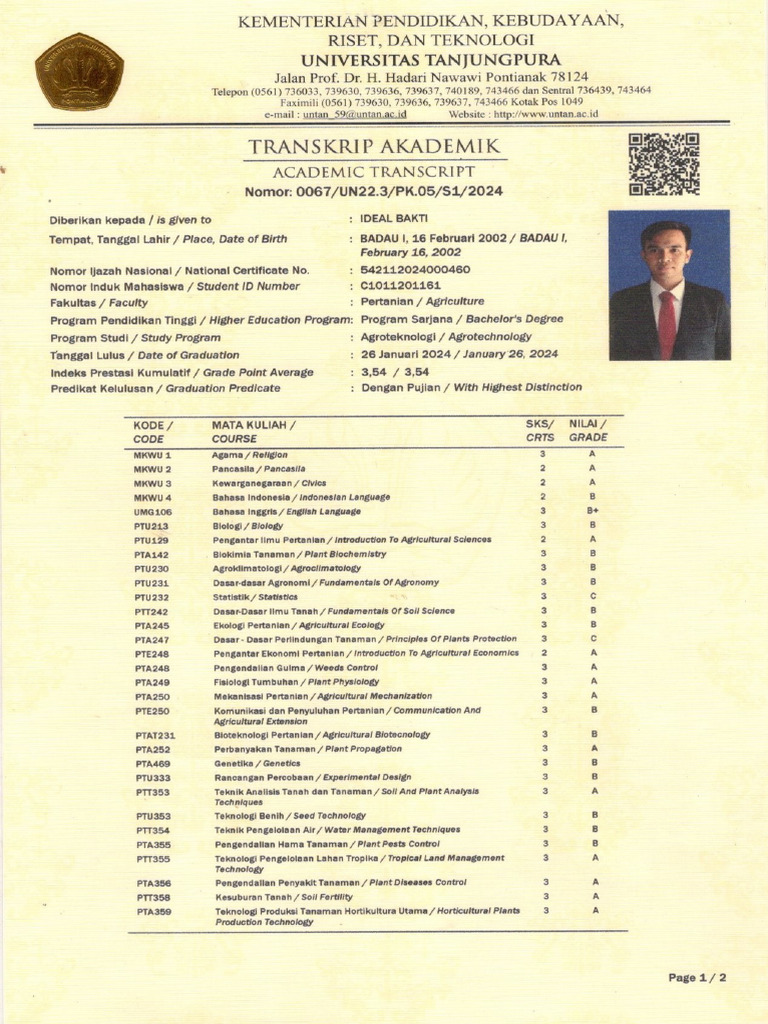 Transkip Nilai | PDF