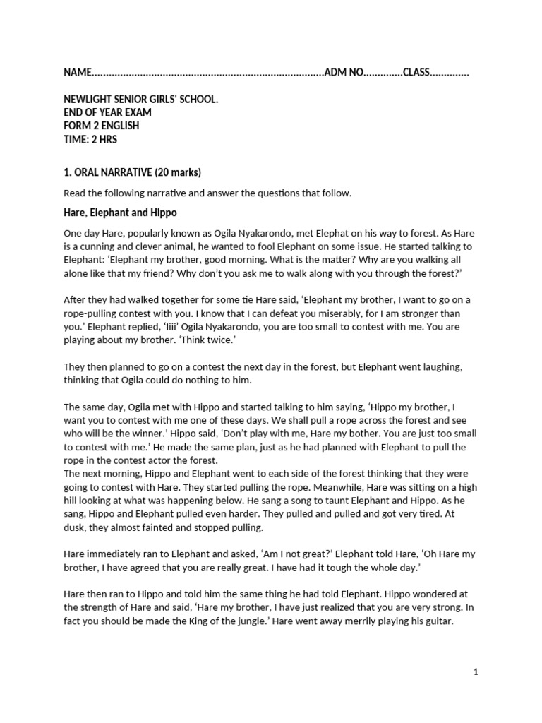 2010 English Form 2 Term III | PDF