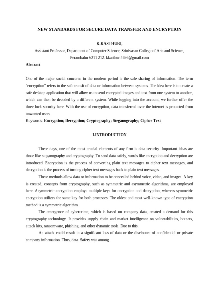 New Standards For Encryption and Secure Data Transfer | PDF ...