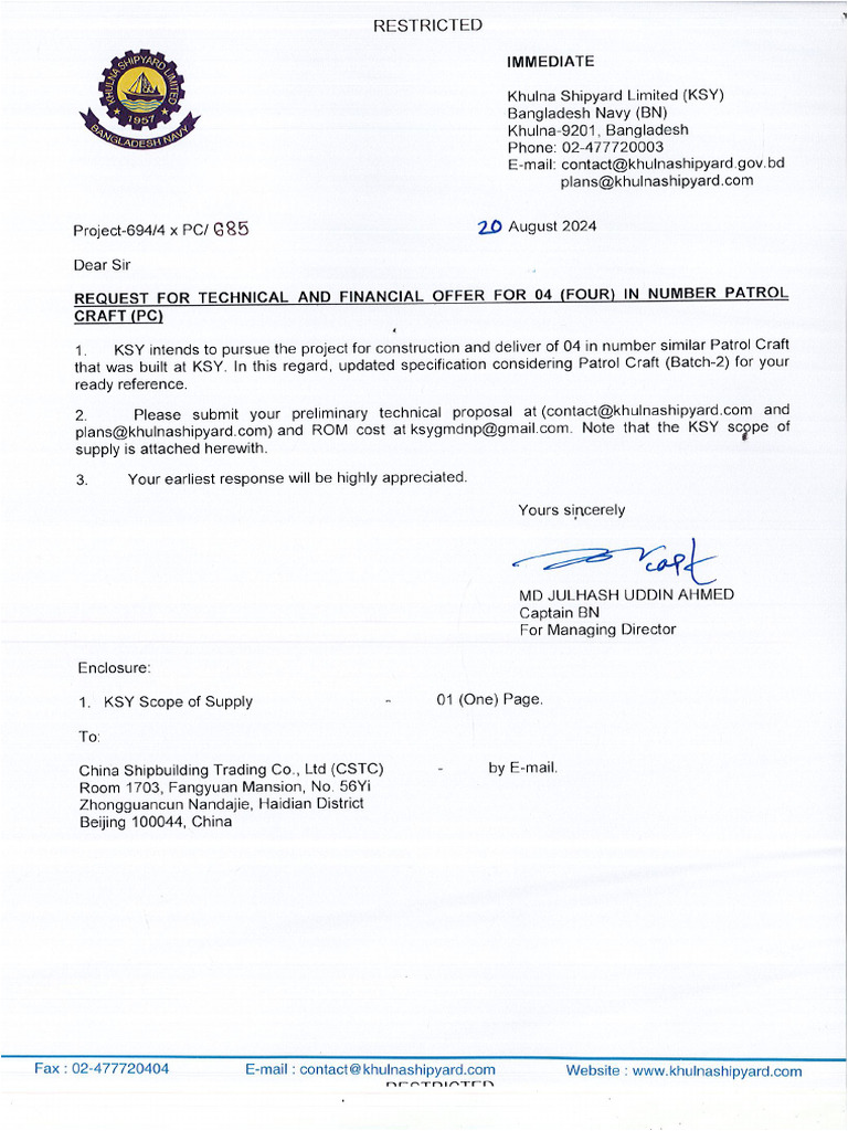 LTR To CSTC Regd PC EOI DTD 20 Aug 2024 | PDF