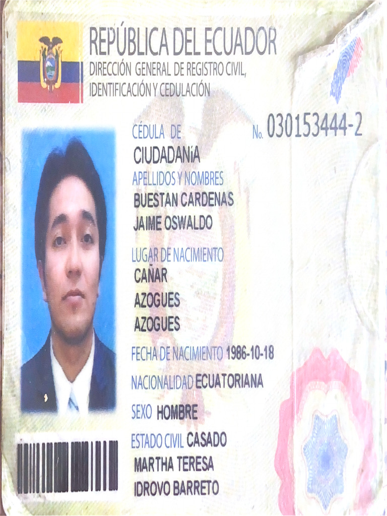 Cédula Jaime Buestán | PDF