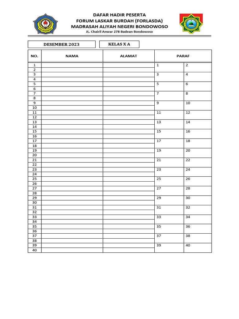 ABSEN FORLASDA MAN BONDOWOSO Desember | PDF