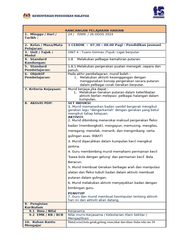RPH Isnin 26.8.2024 | PDF
