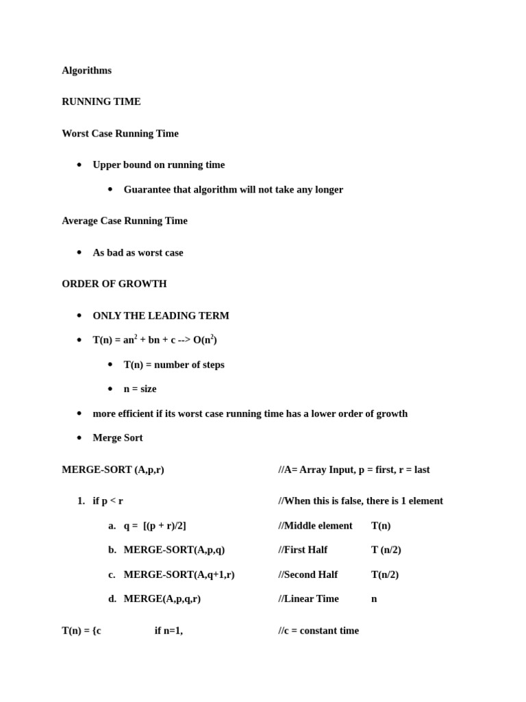 Algorithms Notes 1 | PDF