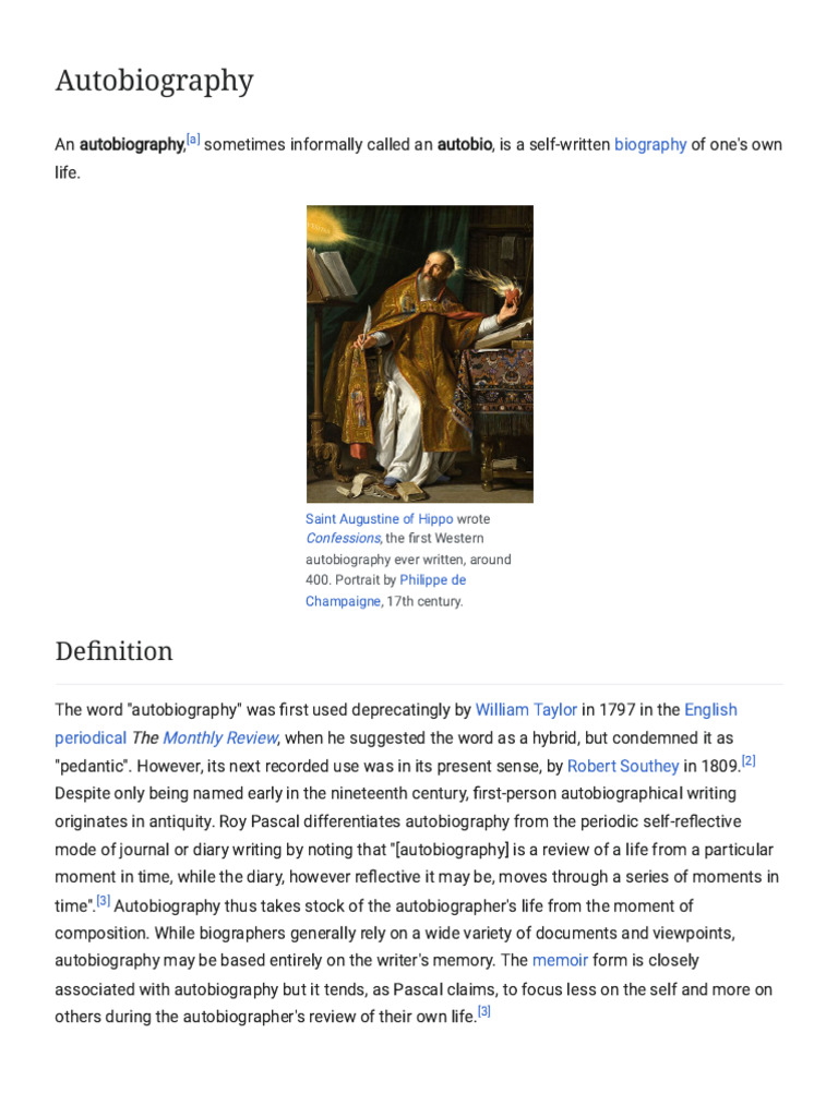Autobiography - Wikipedia | PDF
