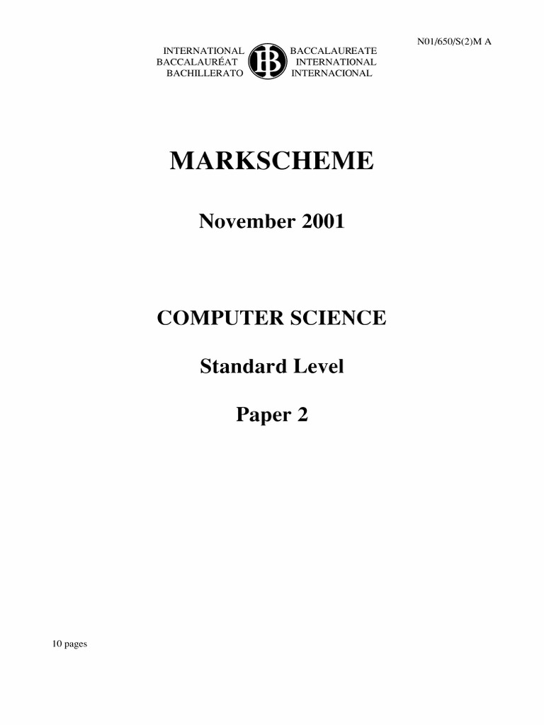 Computer Science SL P2 Ms A | PDF