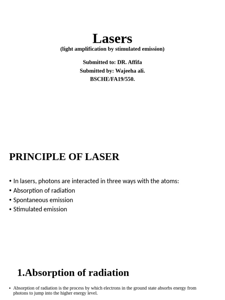 Lasers | PDF | Energy Level | Emission Spectrum