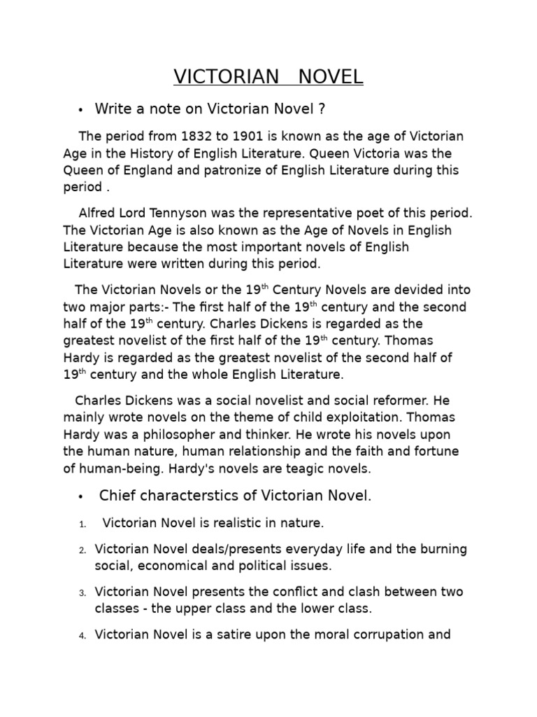 VICTORIAN NOVEL .......... English Literature. | PDF | Victorian ...