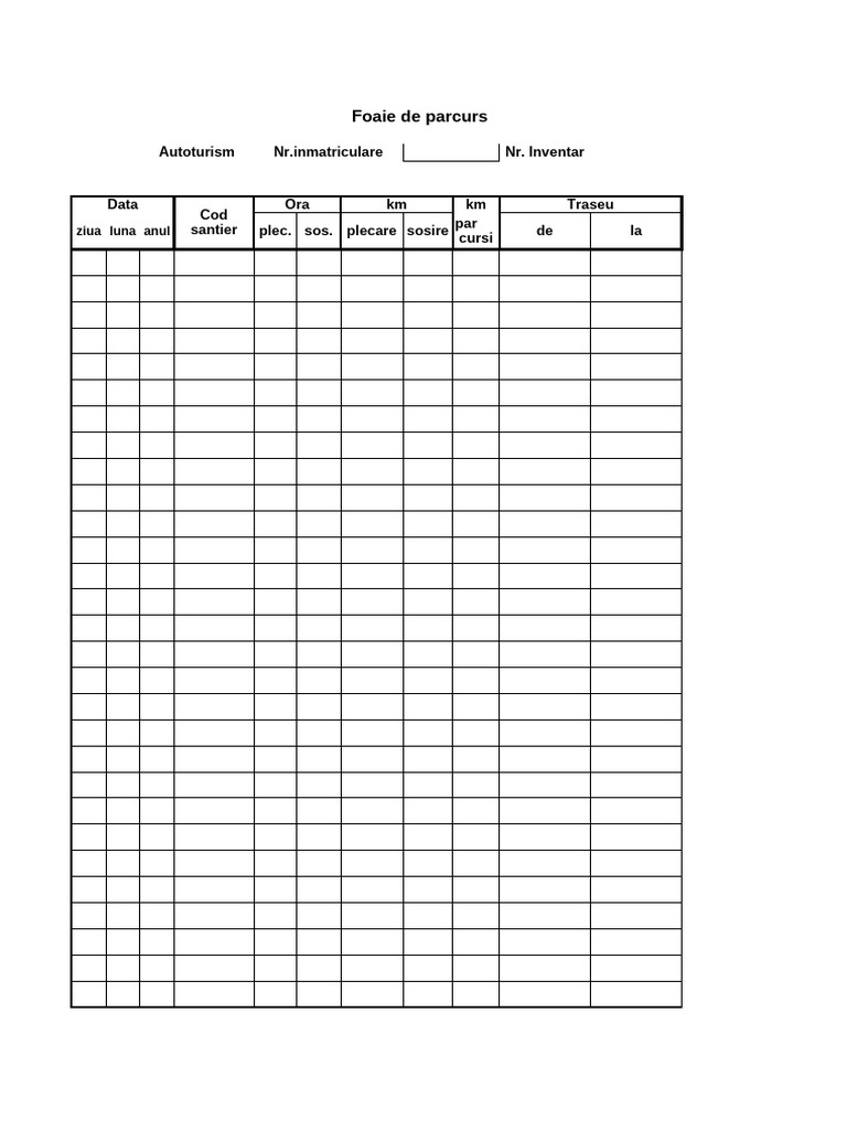 Foaie de Parcurs | PDF