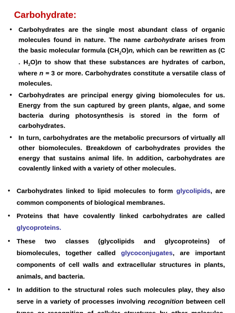 PHR 213 Biochemistry & Cell Biology 3 (Carbohydrate) | PDF