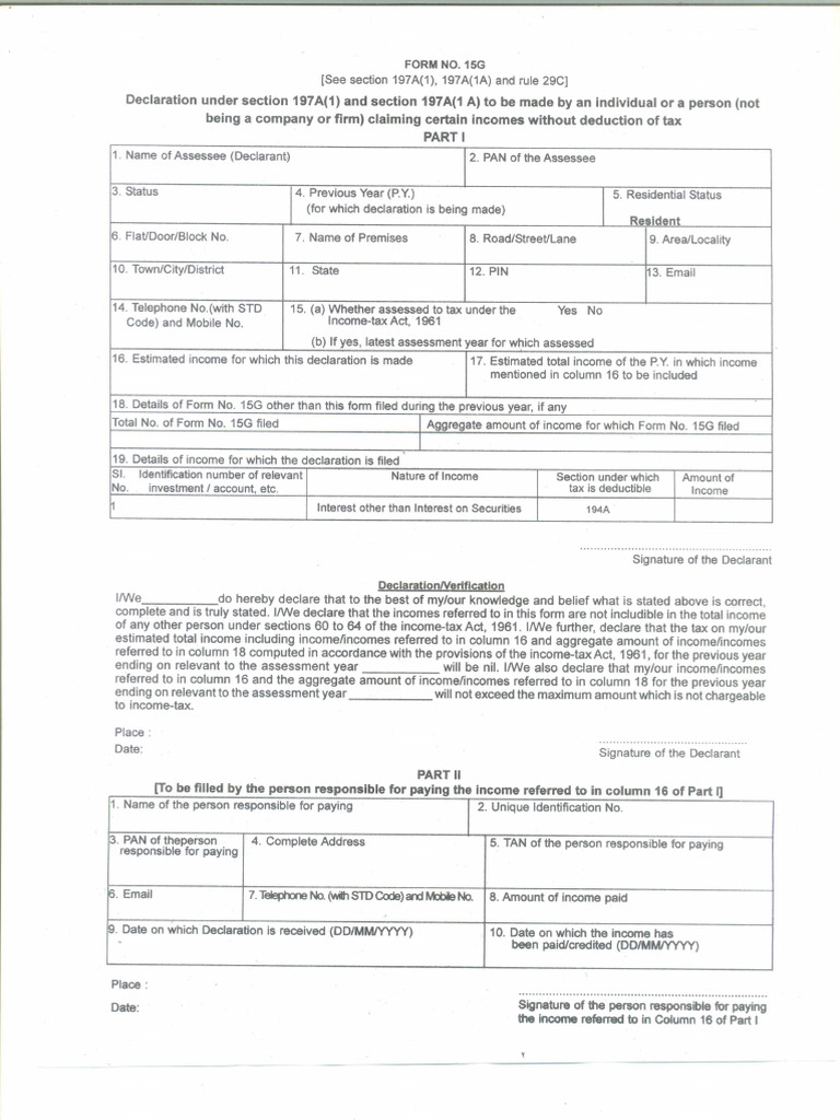 Form 15G | PDF
