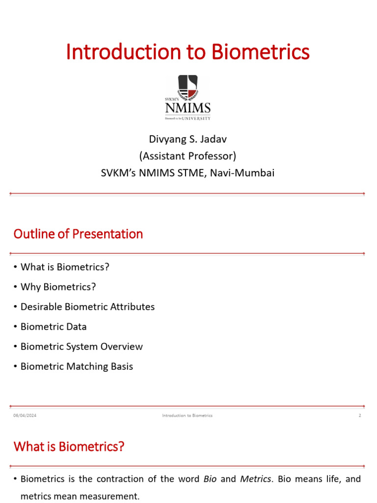 Unit 1 Introduction To Biometrics | PDF