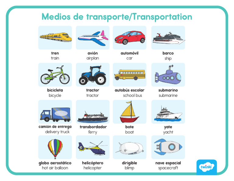 Transportation Word Mat in English - Spanish | PDF | Computers