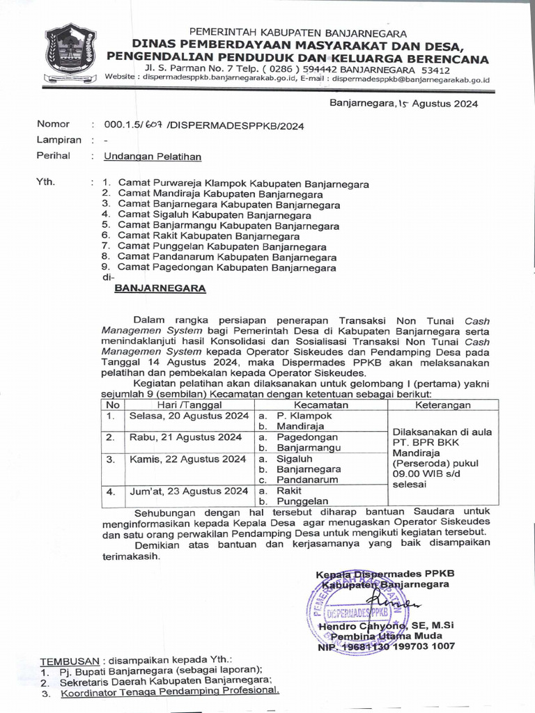 Undangan Pelatihan Tembusan TA | PDF