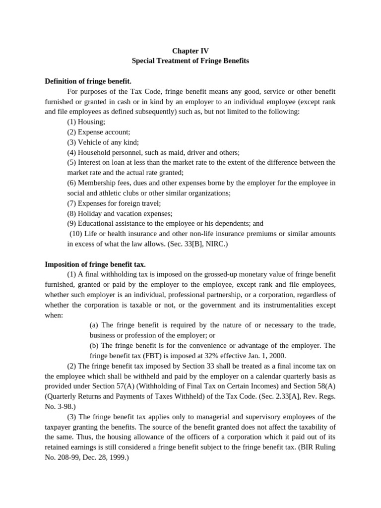 Understanding Fringe Benefits Taxation | PDF | Employee Benefits | Employment