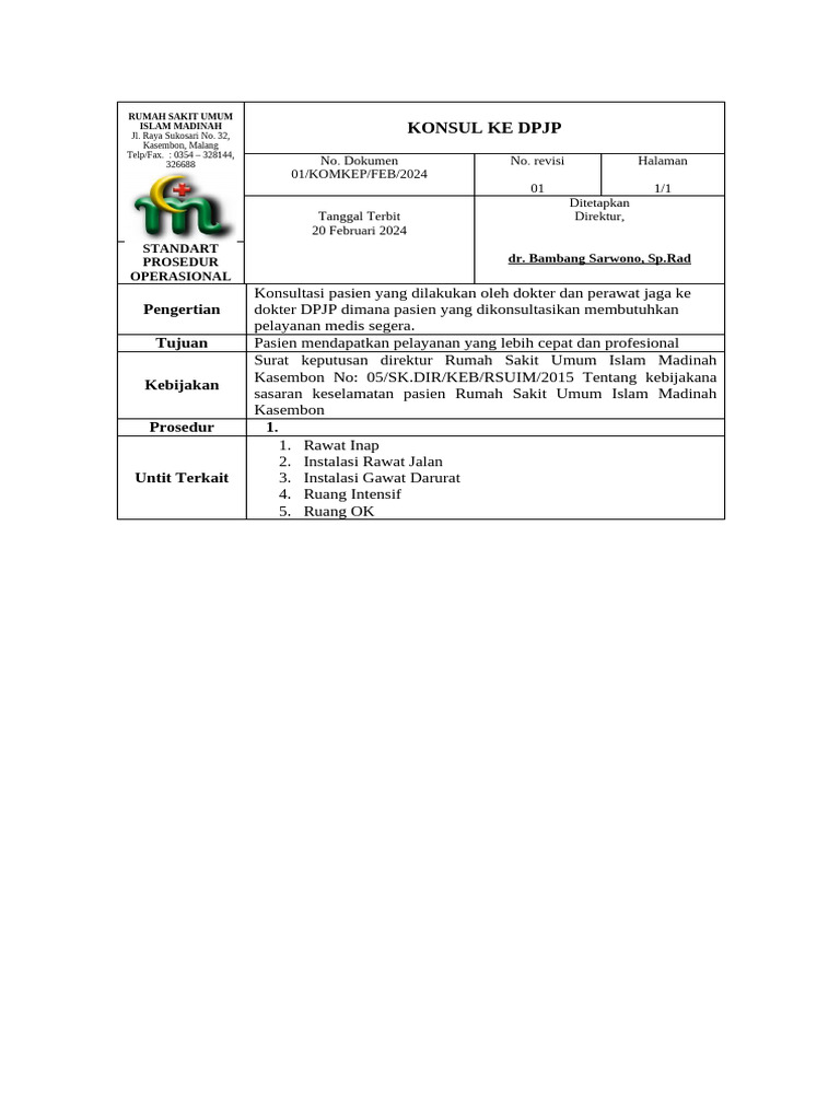 Spo Kosul DPJP | PDF